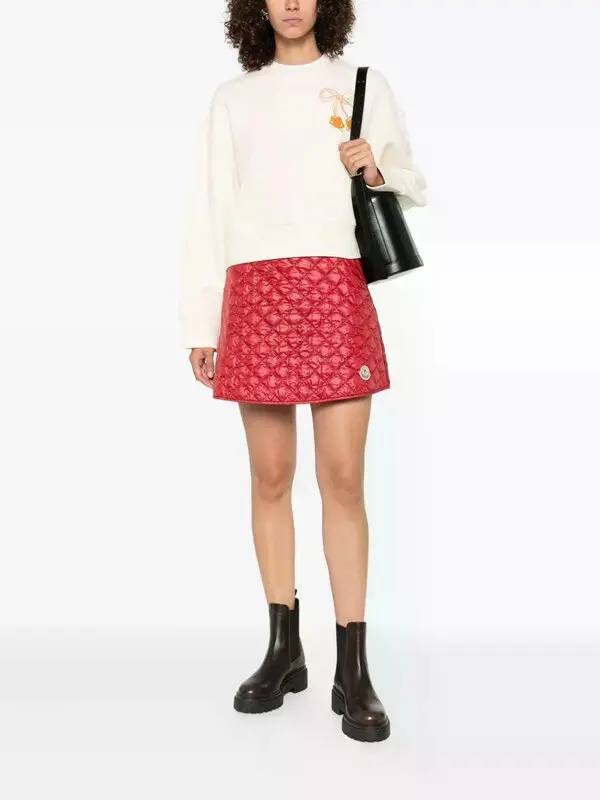 Moncler Diamond-quilted Mini A-line Skirt - Red
