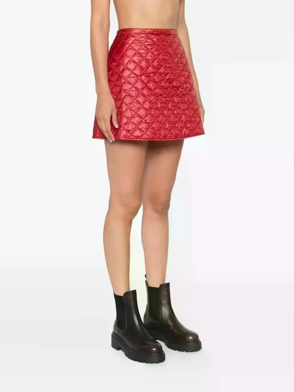 Moncler Diamond-quilted Mini A-line Skirt - Red