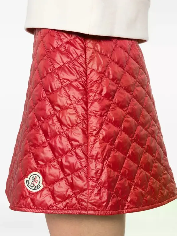 Moncler Diamond-quilted Mini A-line Skirt - Red