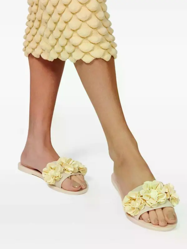 Melissa Babe Springtime Flower Embellished Slides - Neutrals