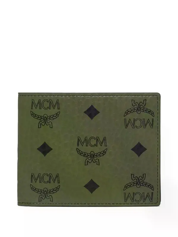 Mcm Aren Visetos Monogram Bifold Wallet - Green