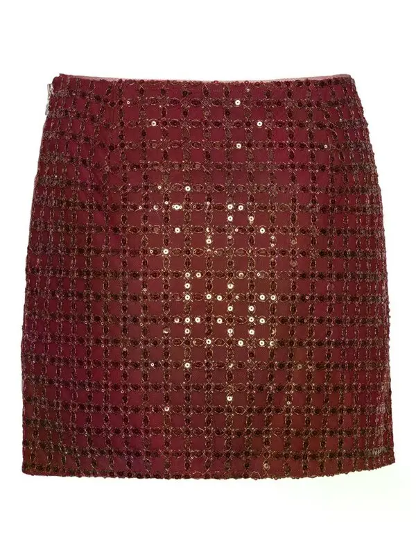 ROTATE BY BIRGER CHRISTENSEN Grid-pattern Sequin-embellished Mini Skirt
