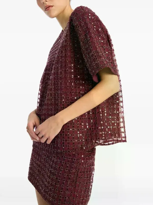 ROTATE BY BIRGER CHRISTENSEN Grid-pattern Sequin-embellished Mini Skirt