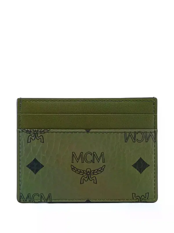 Mcm Visetos Monogram Canvas Cardholder - Green
