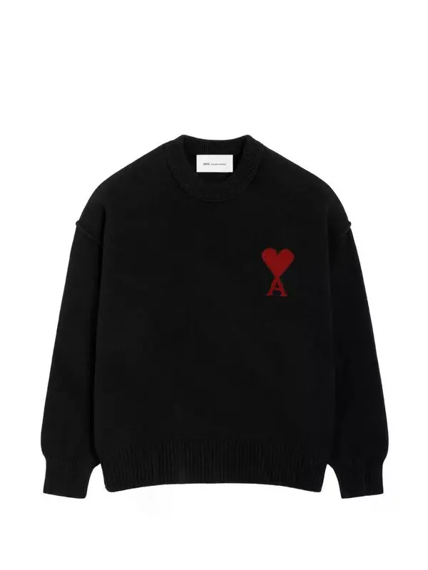 AMI Paris Intarsia-knit Wool Sweater - Black