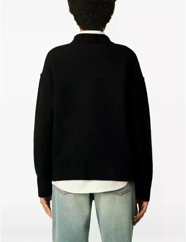 AMI Paris Intarsia-knit Wool Sweater - Black