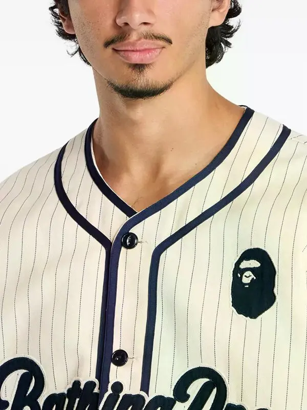 A BATHING APE Pinstripe Baseball Shirt