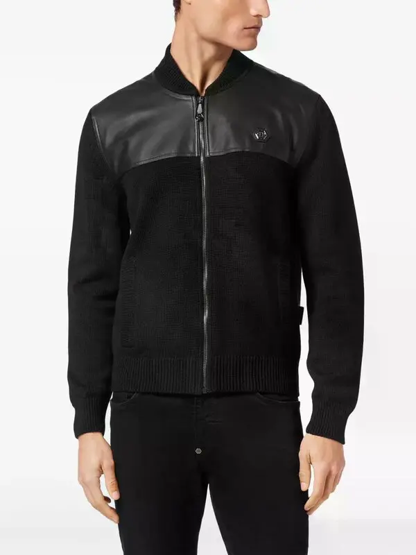 Philipp Plein Skull Embroidered Bomber Jacket - Black