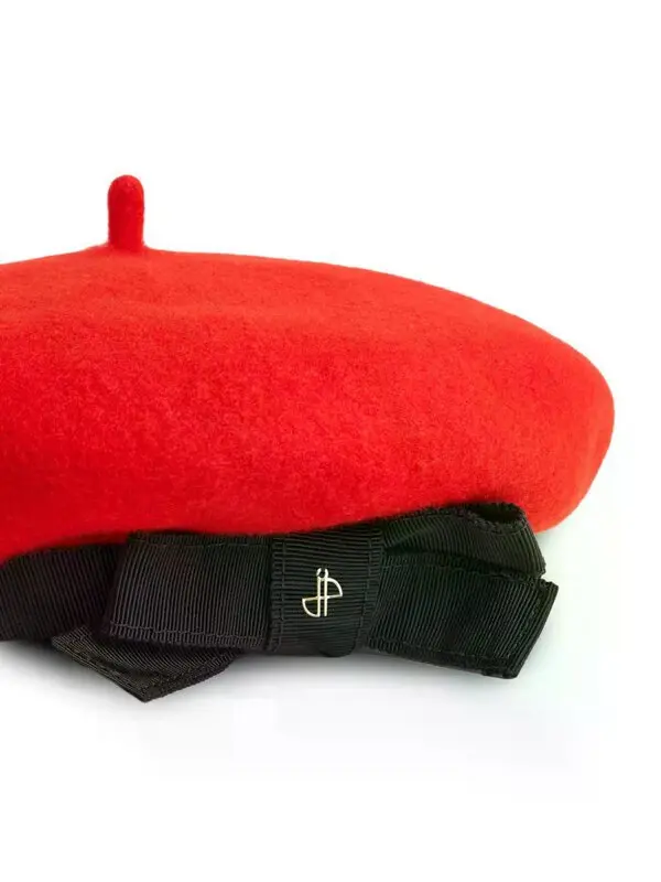 PATOU Grosgrain-bow Wool Beret - Red
