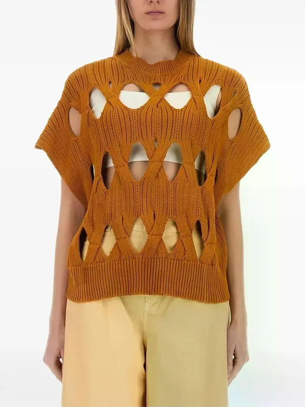 ALYSI Cable-knit Short Sleeve Sweater