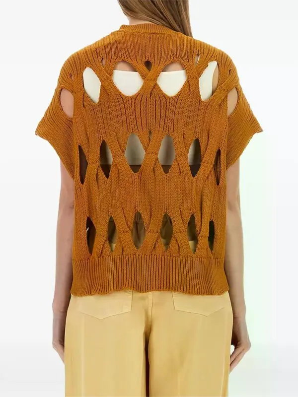 ALYSI Cable-knit Short Sleeve Sweater