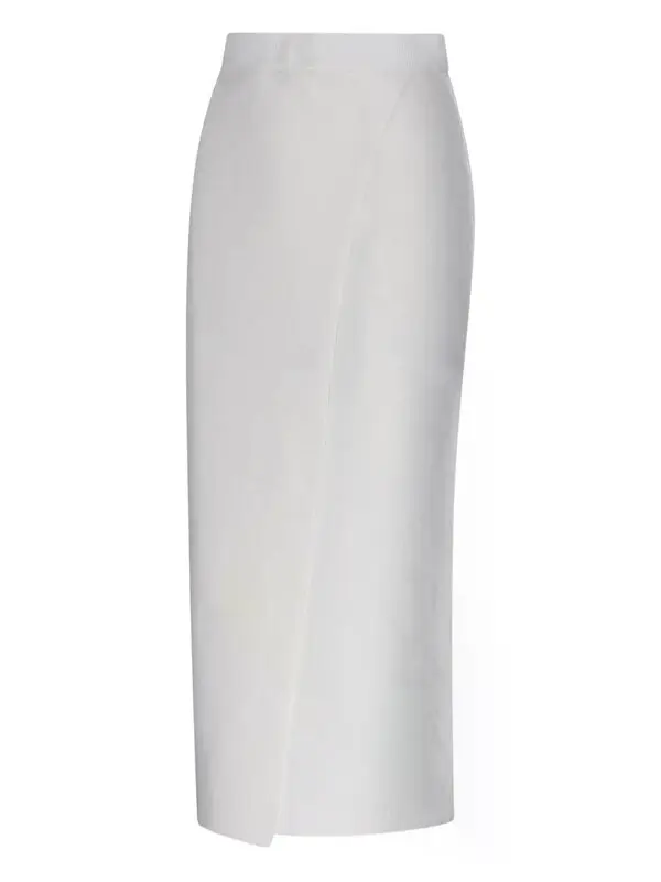 Max Mara Ribbed Wrap-effect Midi Skirt