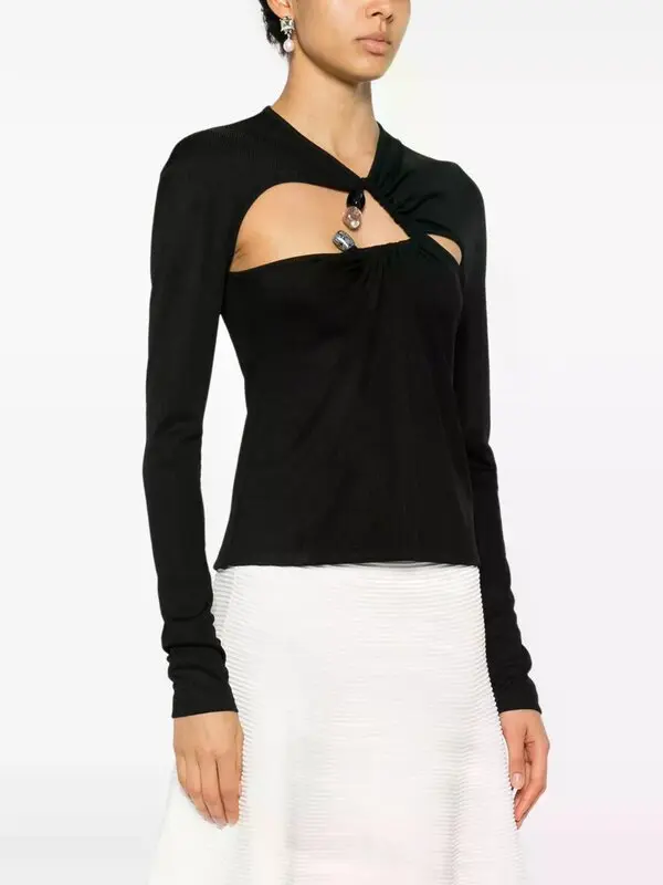 Christopher Esber Tri Crystal-stone Long-sleeve Top