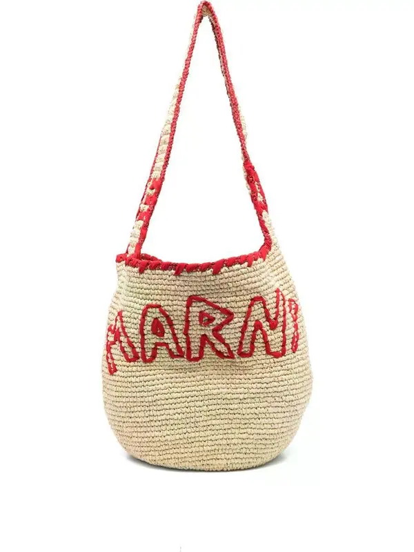 Marni Logo-embroidered Paper Shoulder Bag