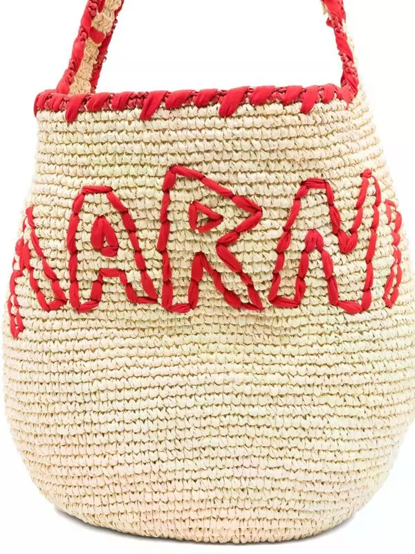 Marni Logo-embroidered Paper Shoulder Bag