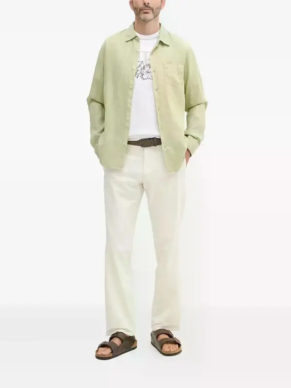 Guess Embroidered-logo Linen Shirt
