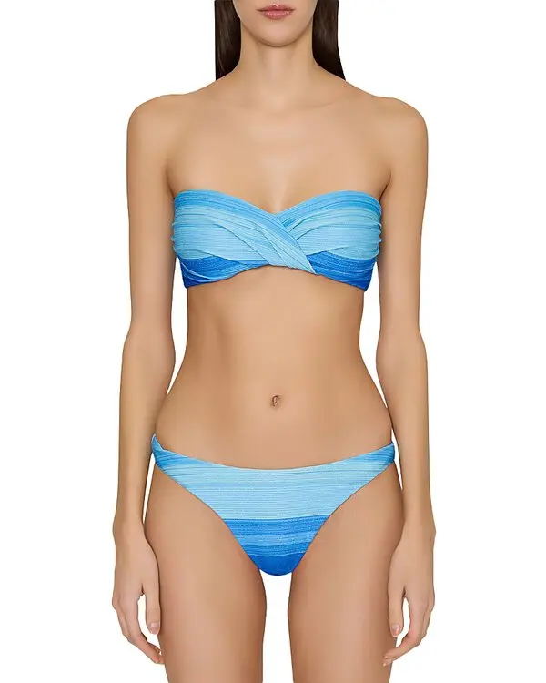 MILLY Margot Sunset Stripe Bikini Bottom - Blue Multi