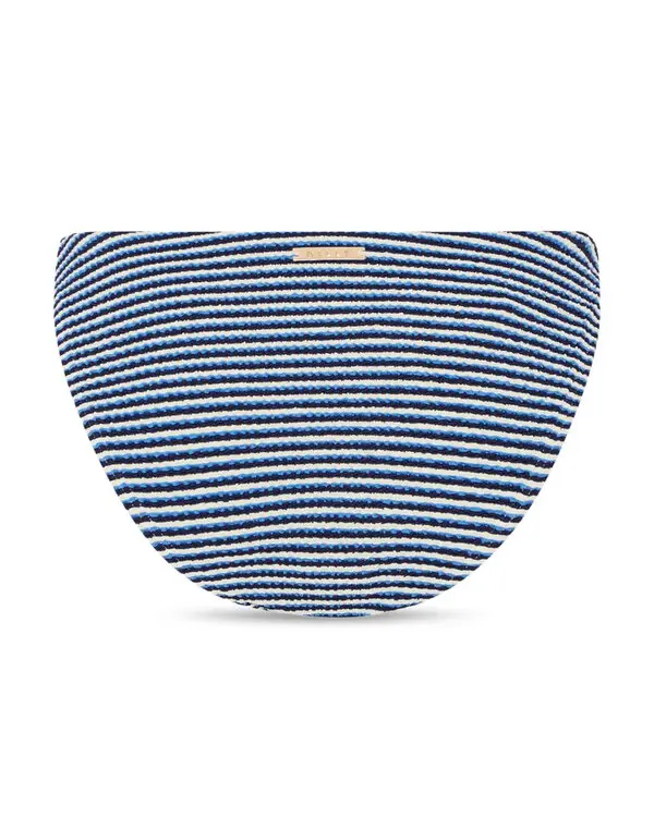 MILLY Margot Textured Stripe Bikini Bottom - Navy Multi