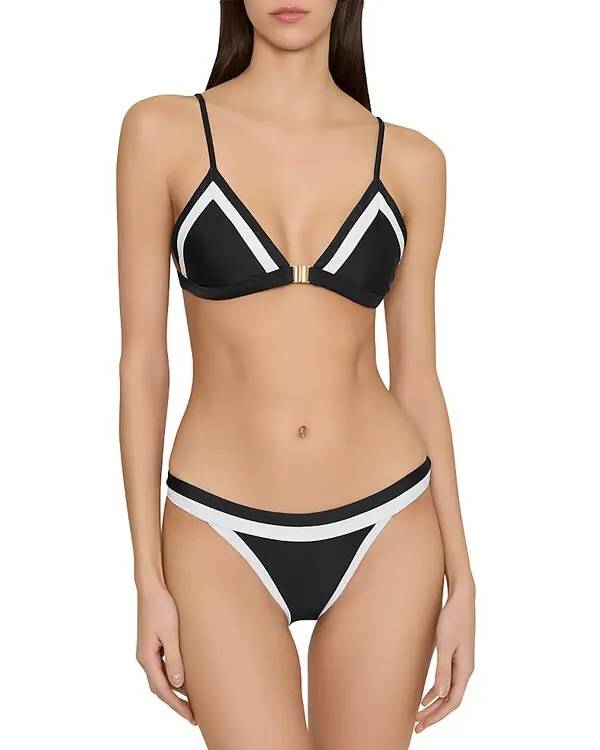 MILLY Positano Colorblocked Bikini Bottom - Black Multi