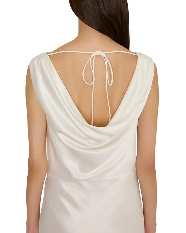 MILLY Hammered Satin Cowl Neck Gown