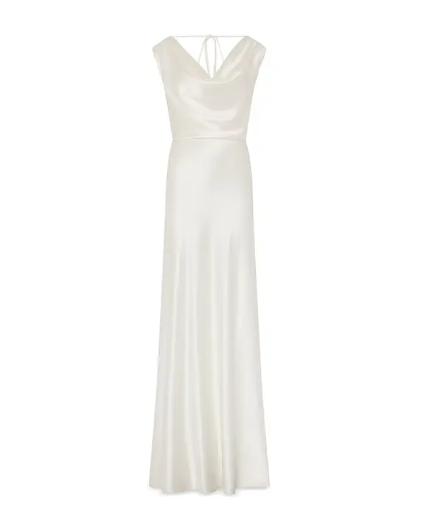 MILLY Hammered Satin Cowl Neck Gown