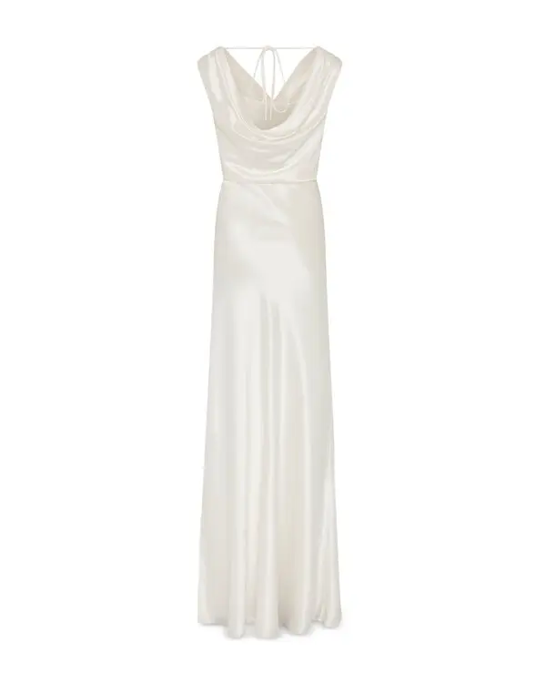 MILLY Hammered Satin Cowl Neck Gown