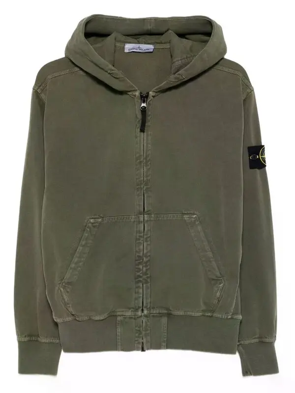 Stone Island Hooded Zip-up Sweatshirt - Green