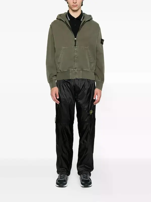 Stone Island Hooded Zip-up Sweatshirt - Green