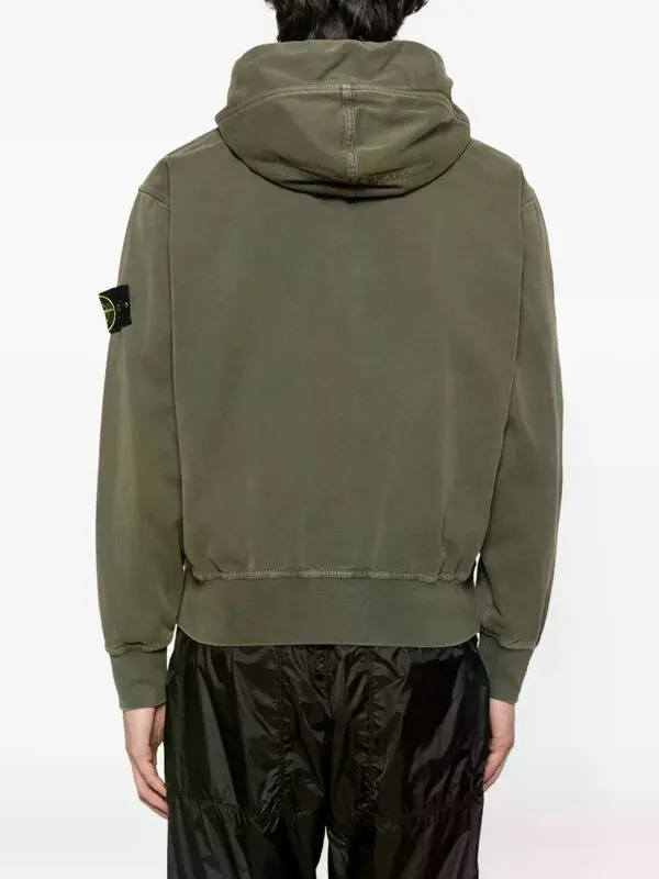 Stone Island Hooded Zip-up Sweatshirt - Green