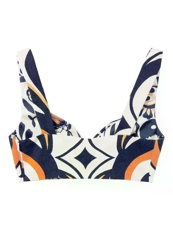La DoubleJ Abstract-print Sweetheart Top