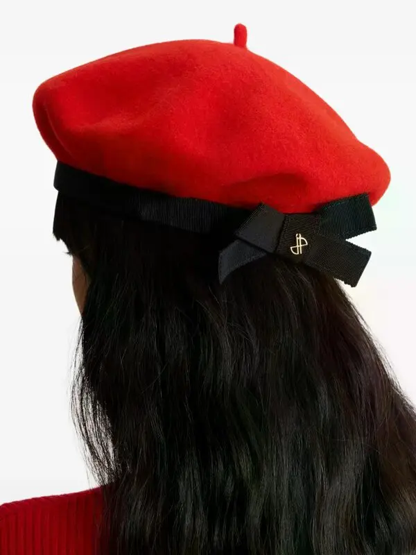PATOU Grosgrain-bow Wool Beret - Red