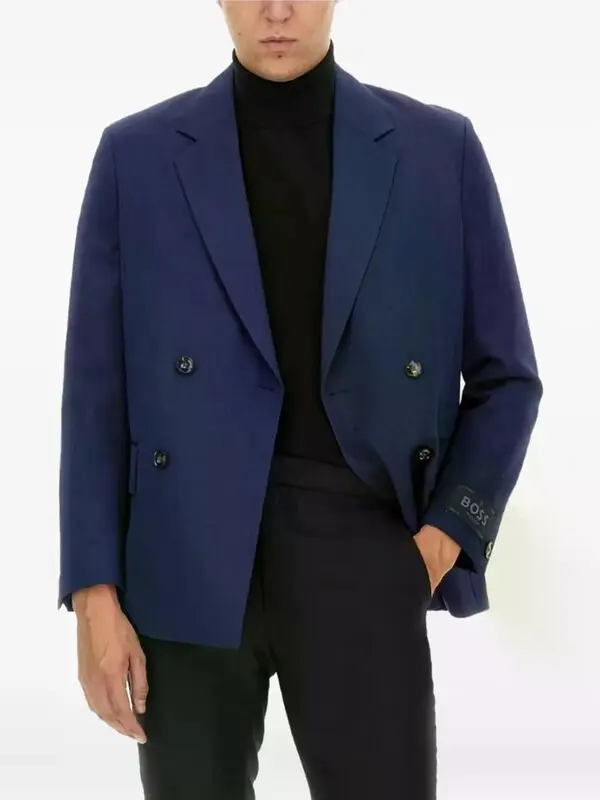 BOSS Logo-tab Wool Blazer - Blue