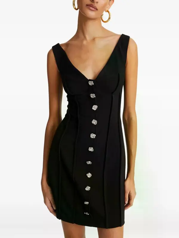 ROTATE BY BIRGER CHRISTENSEN Rose-buttoned Mini Dress