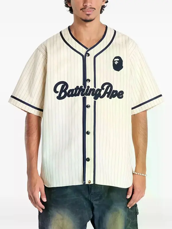 A BATHING APE Pinstripe Baseball Shirt