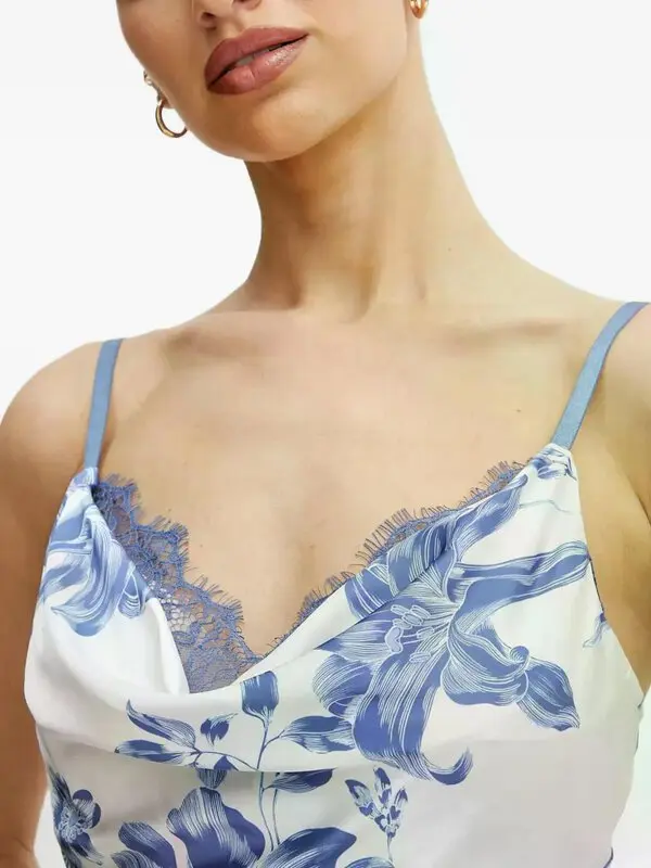 Guess Lace Trimmed Floral Print Maxi Dress - White | Editorialist