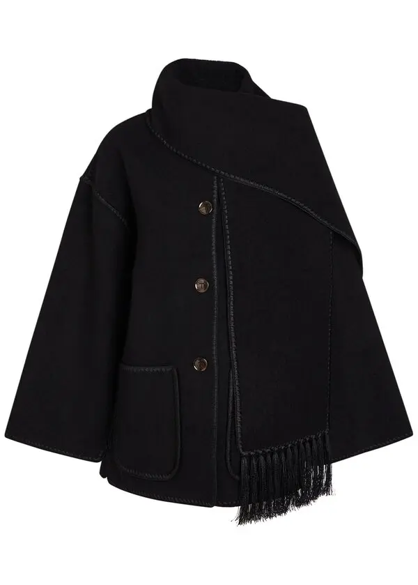 TOTEME Scarf-effect Wool-blend Jacket - Black