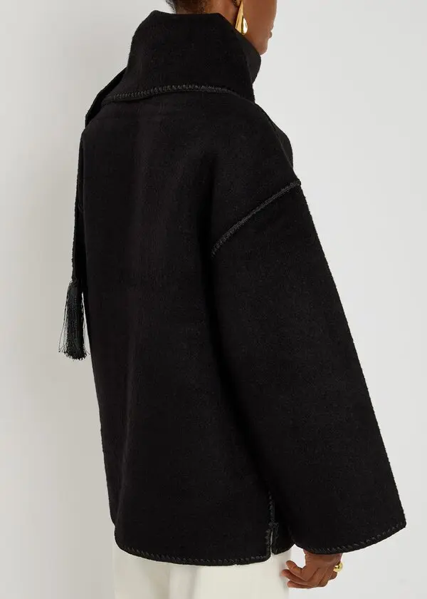 TOTEME Scarf-effect Wool-blend Jacket - Black