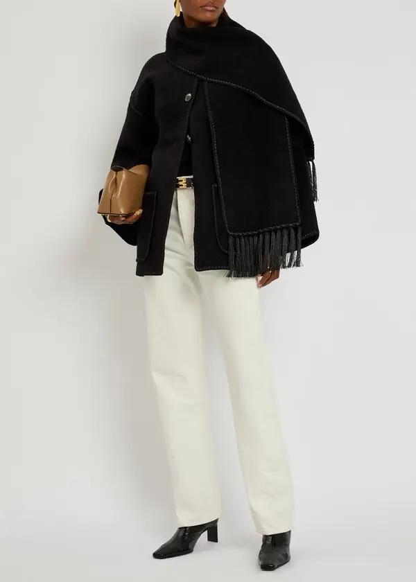 TOTEME Scarf-effect Wool-blend Jacket - Black