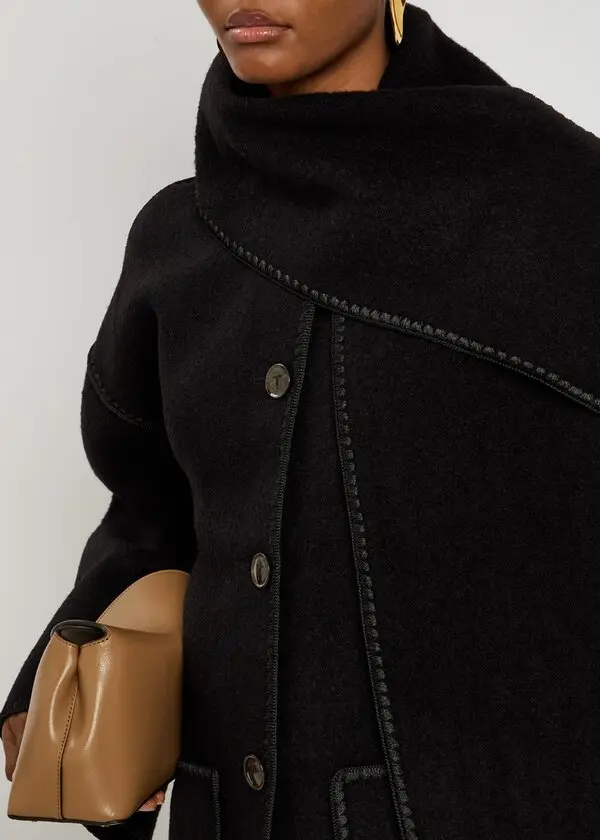 TOTEME Scarf-effect Wool-blend Jacket - Black