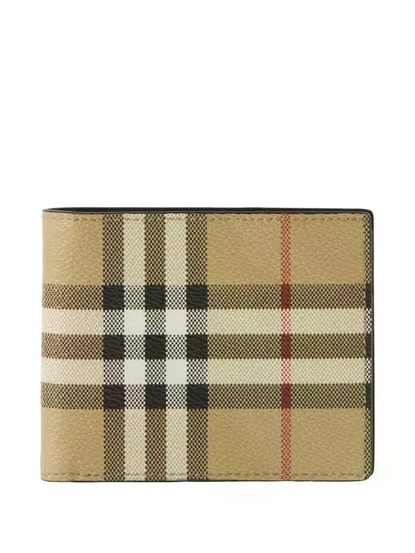 Burberry Checkered Bi-fold Wallet - Neutrals