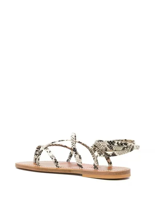 K.JACQUES Snakeskin Leather Ankle-tie Sandals