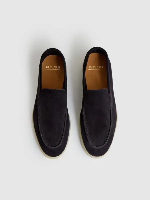 REISS Kason Suede Slip-on Loafers - Navy