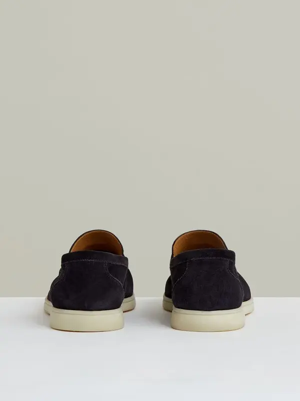 REISS Kason Suede Slip-on Loafers - Navy