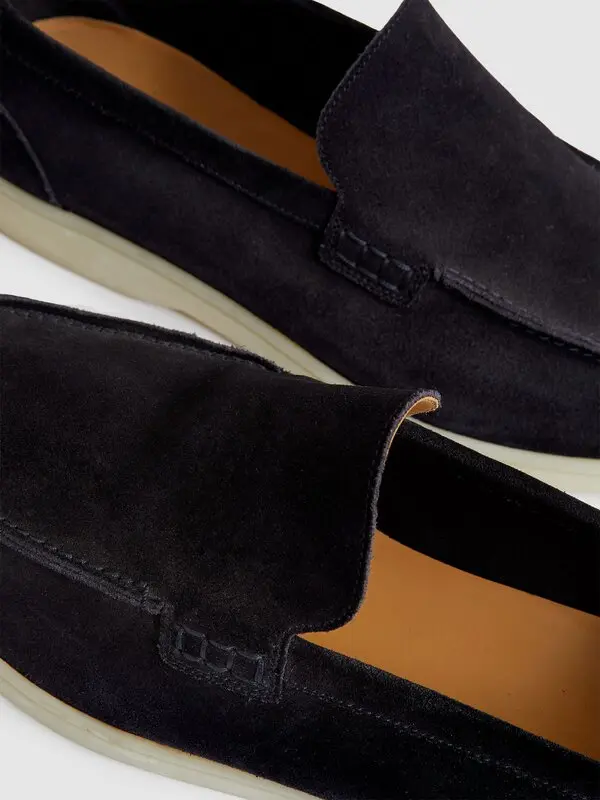 REISS Kason Suede Slip-on Loafers - Navy