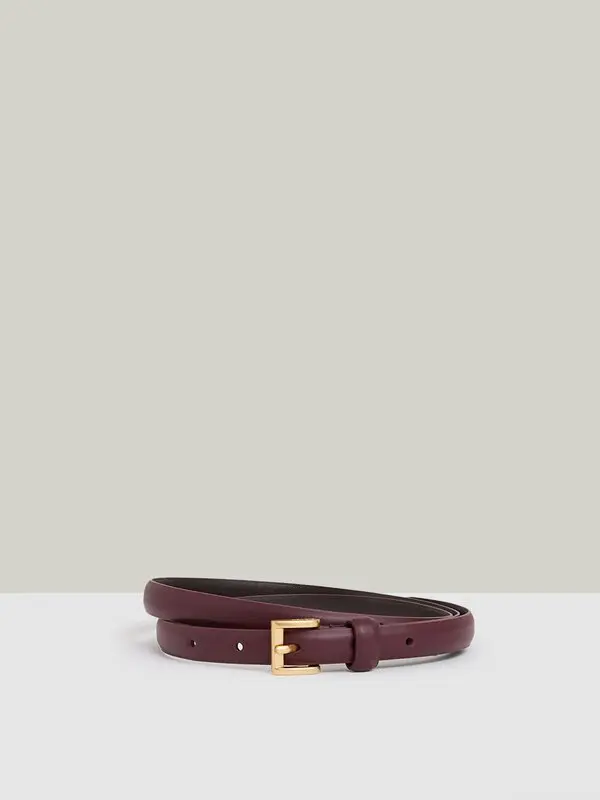 REISS Thin Leather Belt - Oxblood