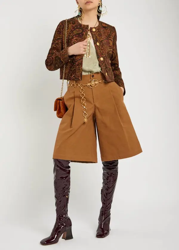 Chloé Pleated Canvas Shorts