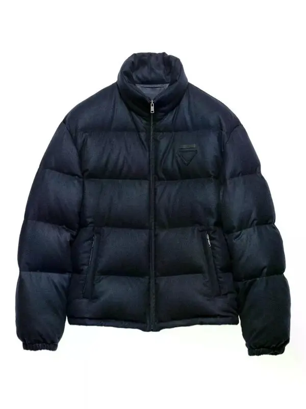 Prada Cashmere Quilted Down Jacket With Stand-up Collar