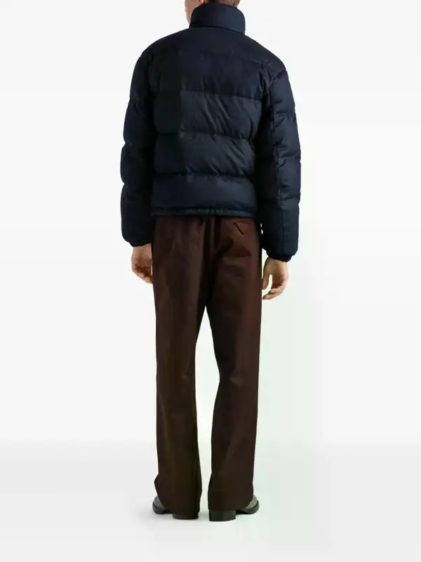 Prada Cashmere Quilted Down Jacket With Stand-up Collar