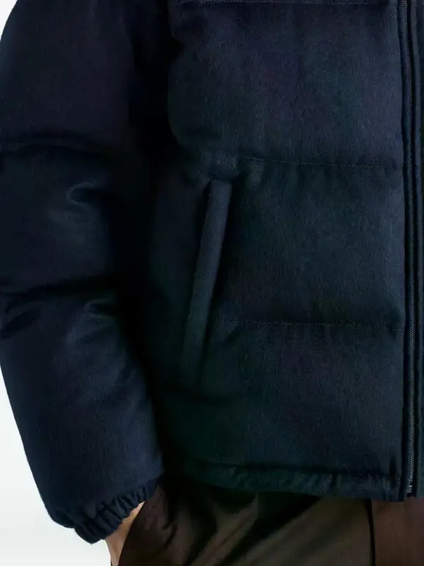 Prada Cashmere Quilted Down Jacket With Stand-up Collar