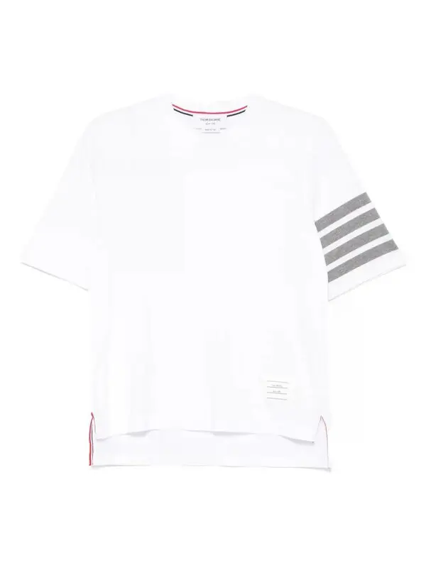 Thom Browne Cotton T-shirt With Four-bar Stripe Detail